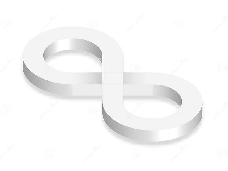White 3D Infinity Symbol on White Background. Endless Vector Logo ...