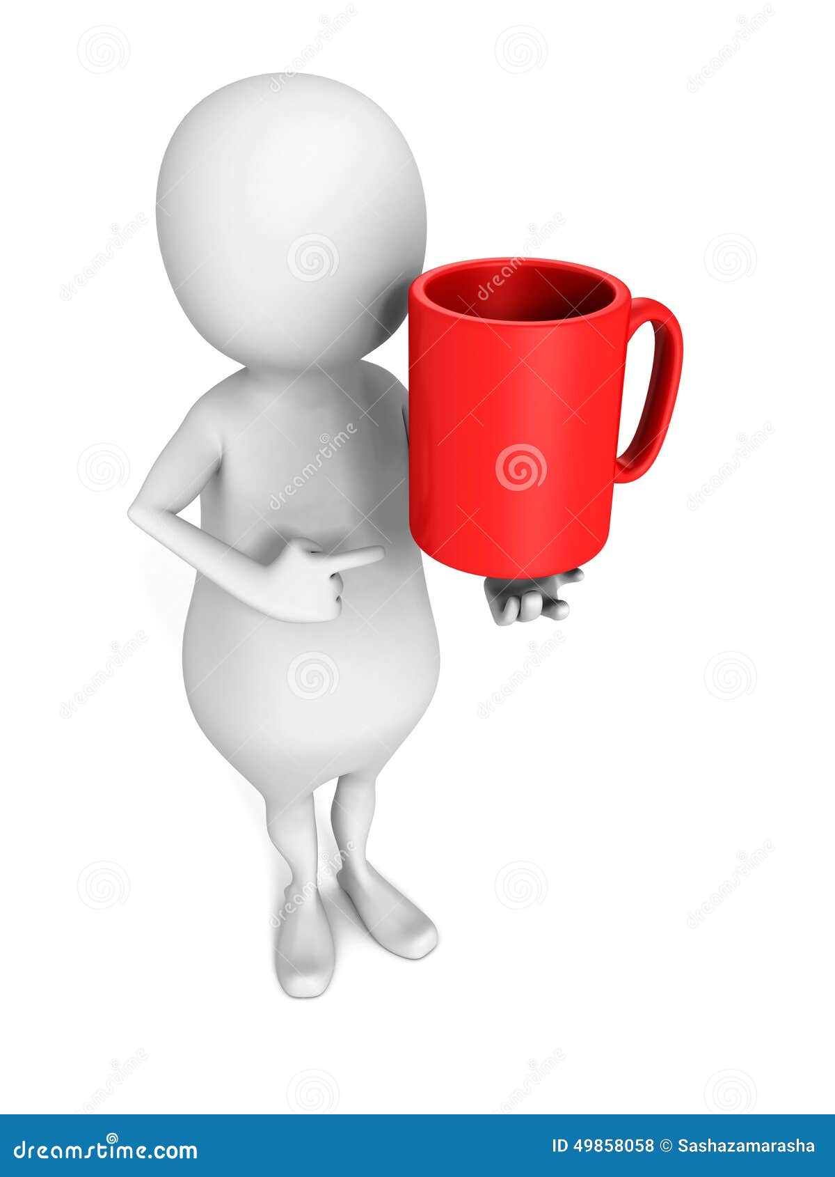 White 3d Man with Big Red Mug Cup Stock Illustration - Illustration of ...
