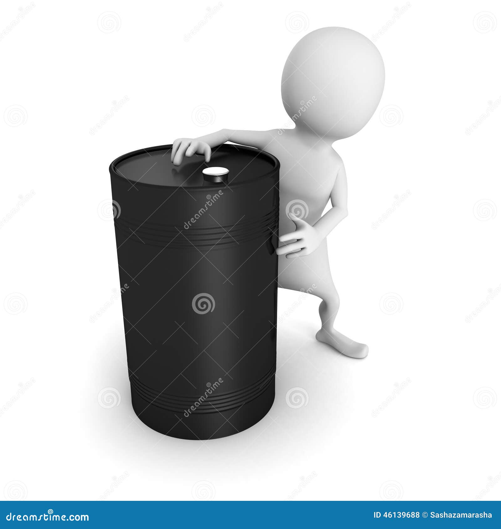White 3d Man with Black Oil Barrel Stock Illustration - Illustration of ...