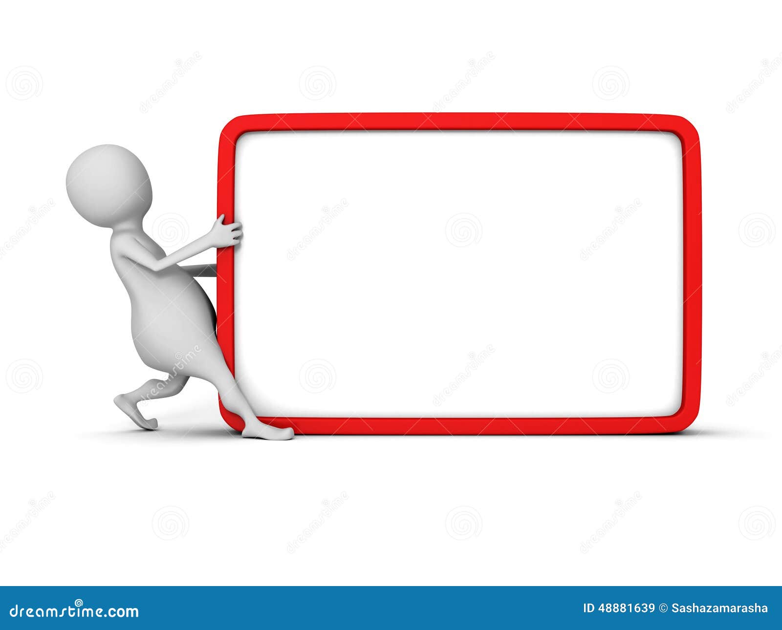 White 3d Man with Blank Information Board Stock Illustration ...