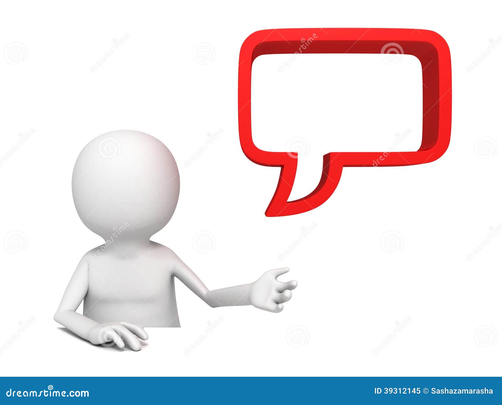 White 3d Man with Blank Red Speech Bubble Stock Illustration ...