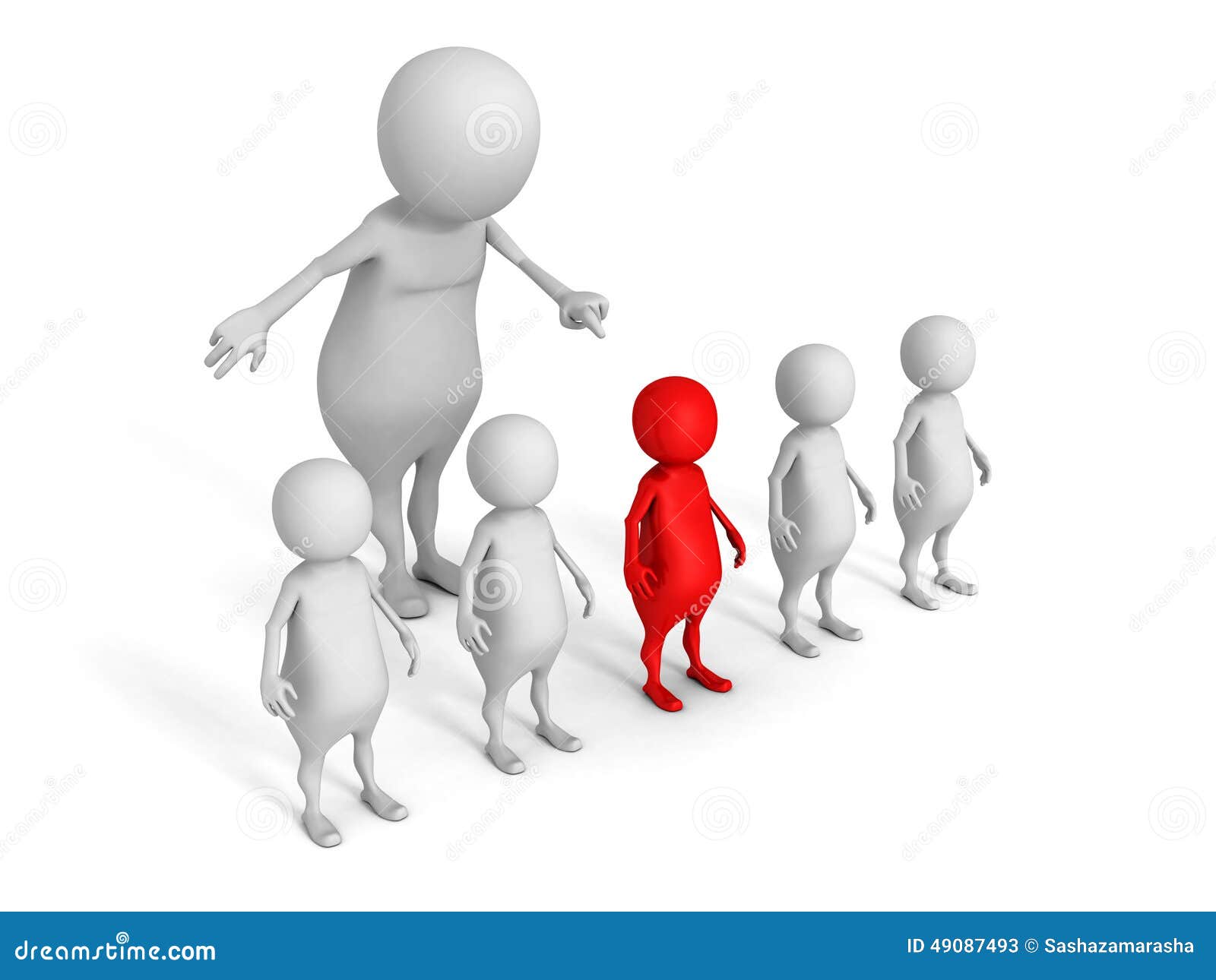 White 3d Man Choice Red Different Person from Crowd Stock Illustration ...
