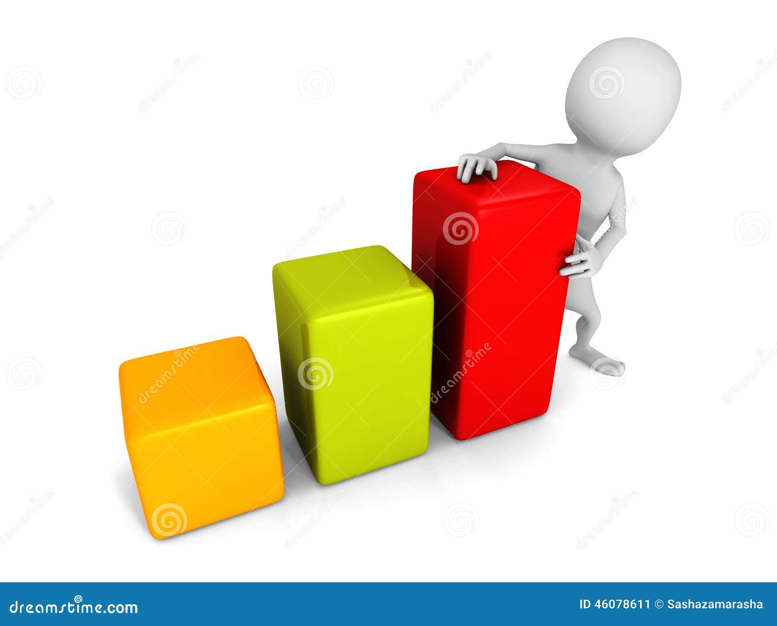 White 3d Man with Colorful Business Chart Graph Stock Illustration ...