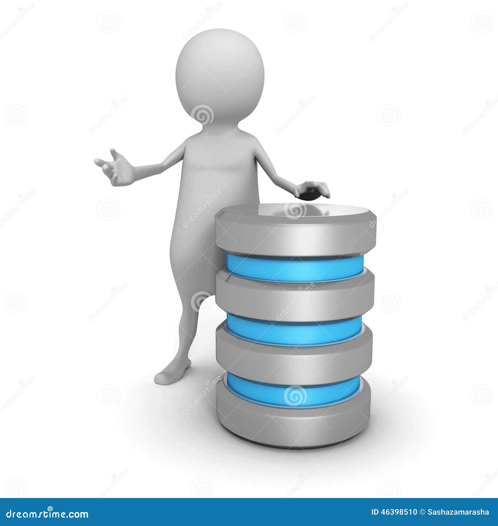 White 3d Man with Database Symbol Icon Stock Illustration ...