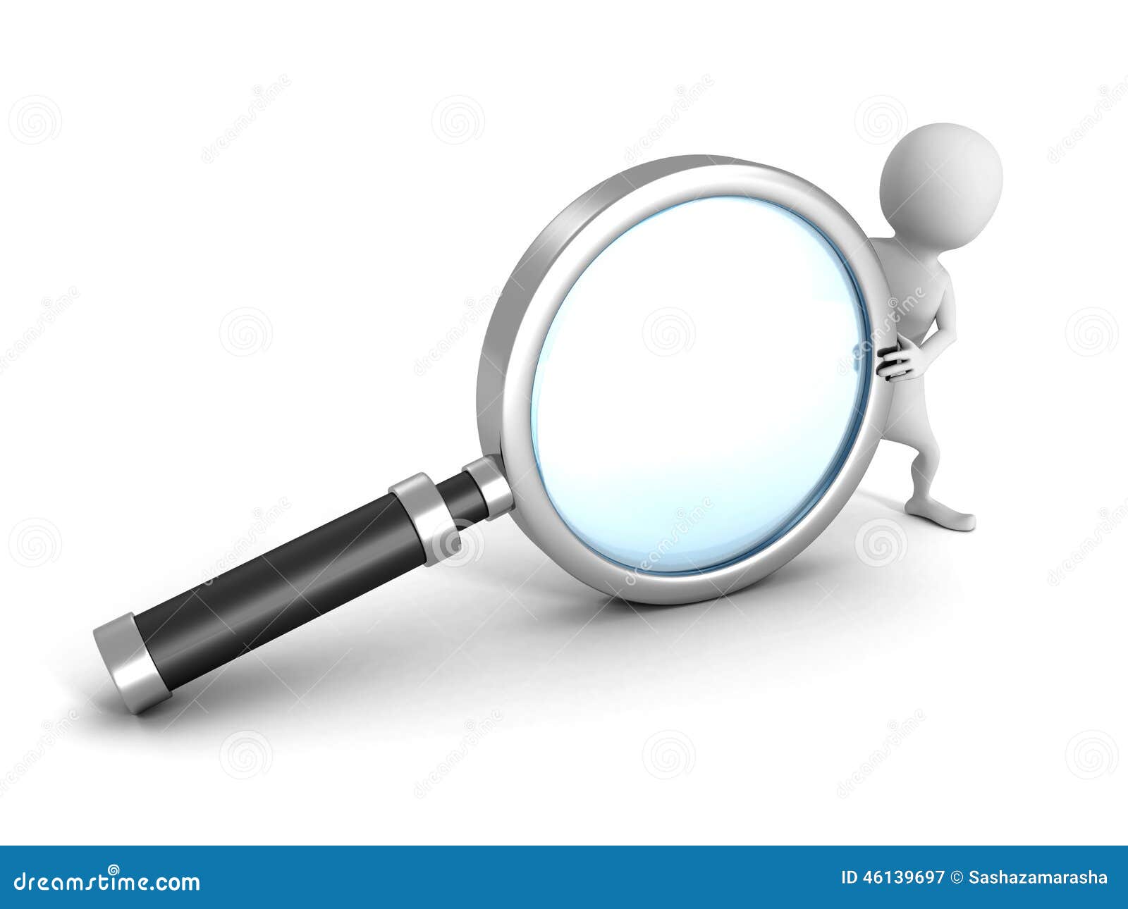White 3d Man with Magnifying Glass Stock Illustration - Illustration of ...