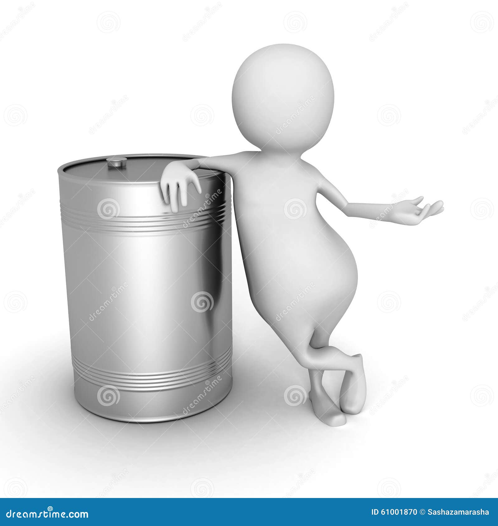 White 3d Man with Metallic Oil Barrel Stock Illustration - Illustration ...