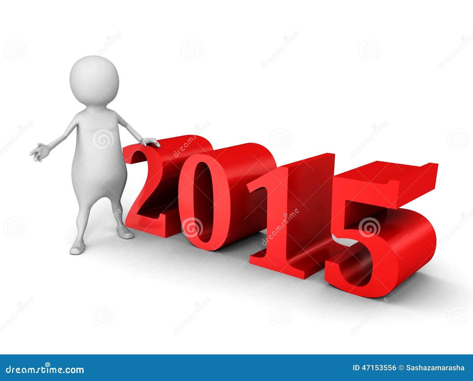 White 3d Man with New Year 2015 Numbers Stock Illustration ...