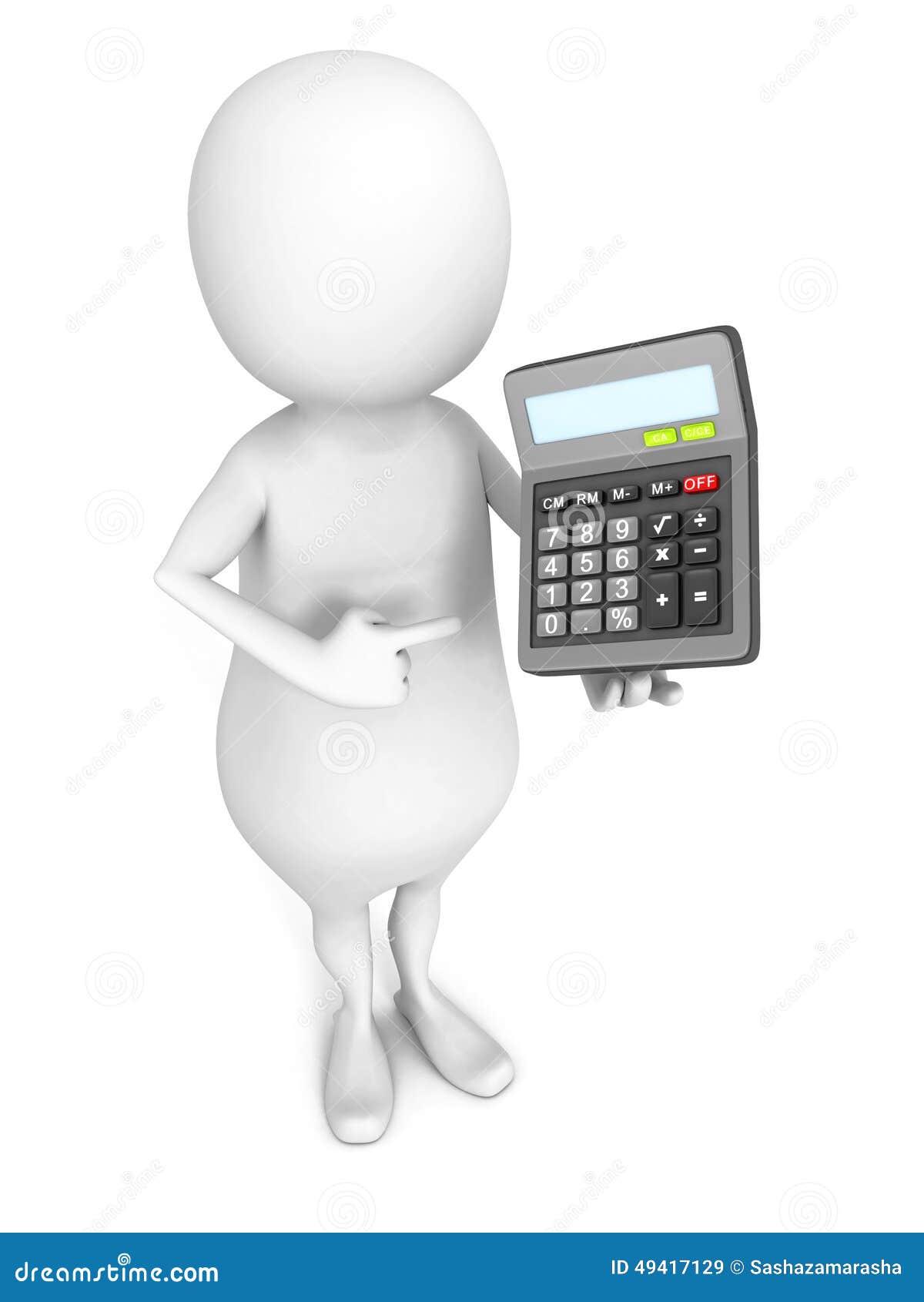 White 3d Man with Office Calculator. Finance Concept Stock Illustration ...