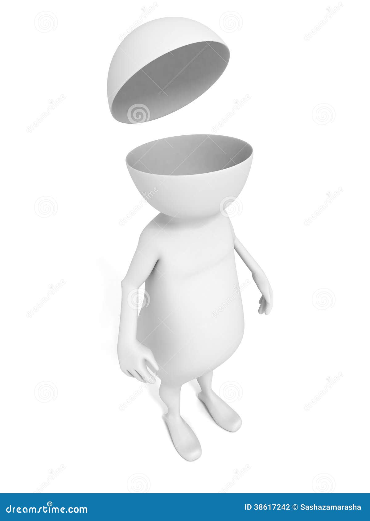 White 3d Man with Open Head Cover Stock Illustration - Illustration of ...