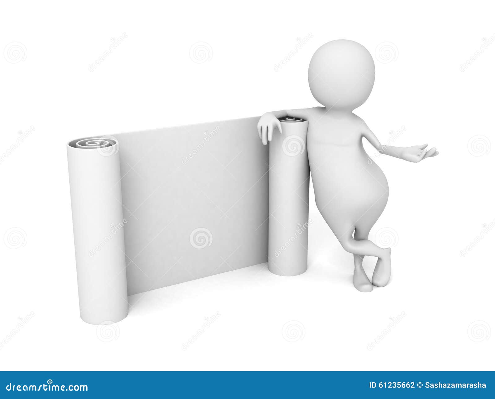 White 3d Man with Paper Band Scroll Stock Illustration - Illustration ...