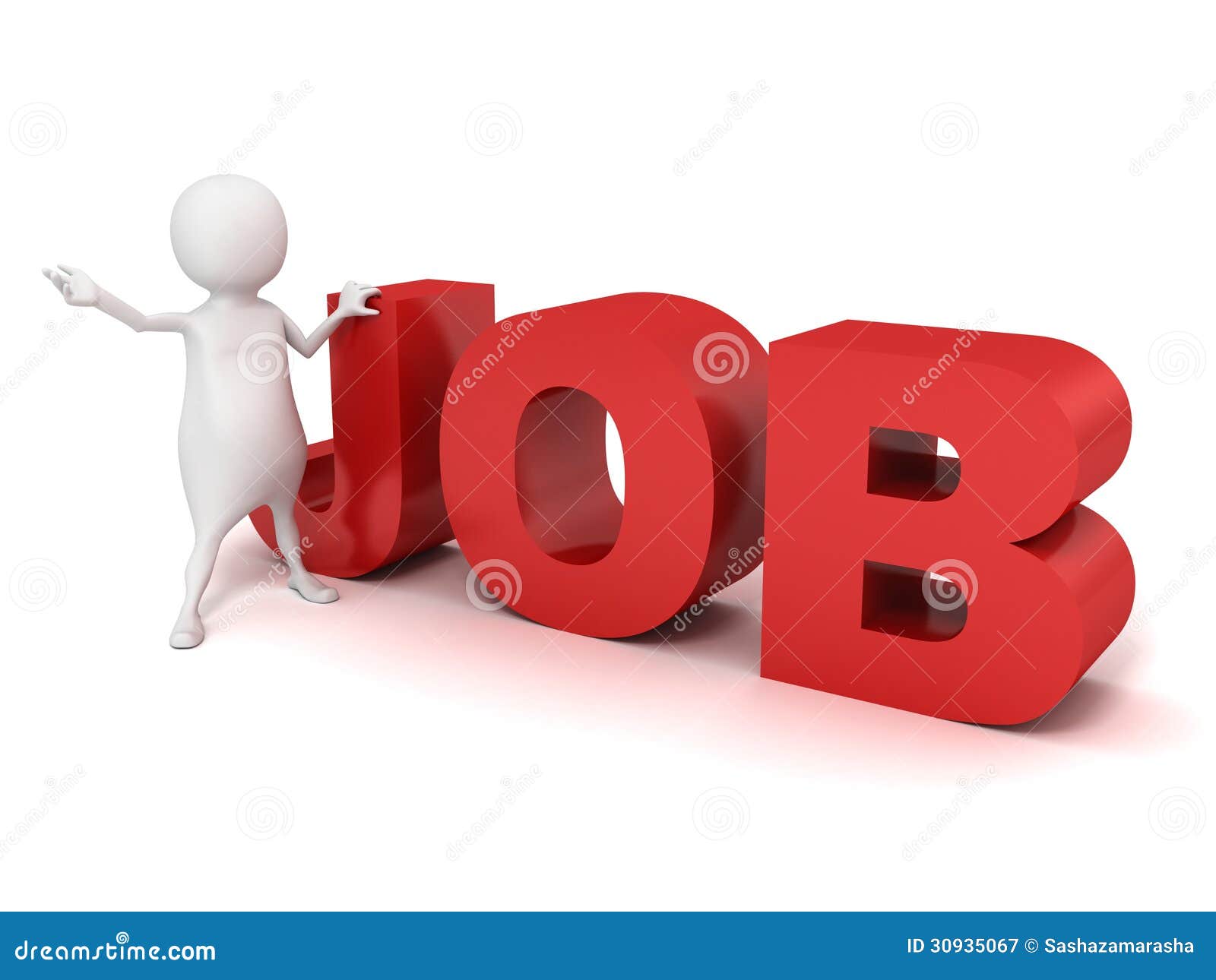 White 3d Man Presents Red Big JOB Text Stock Illustration ...