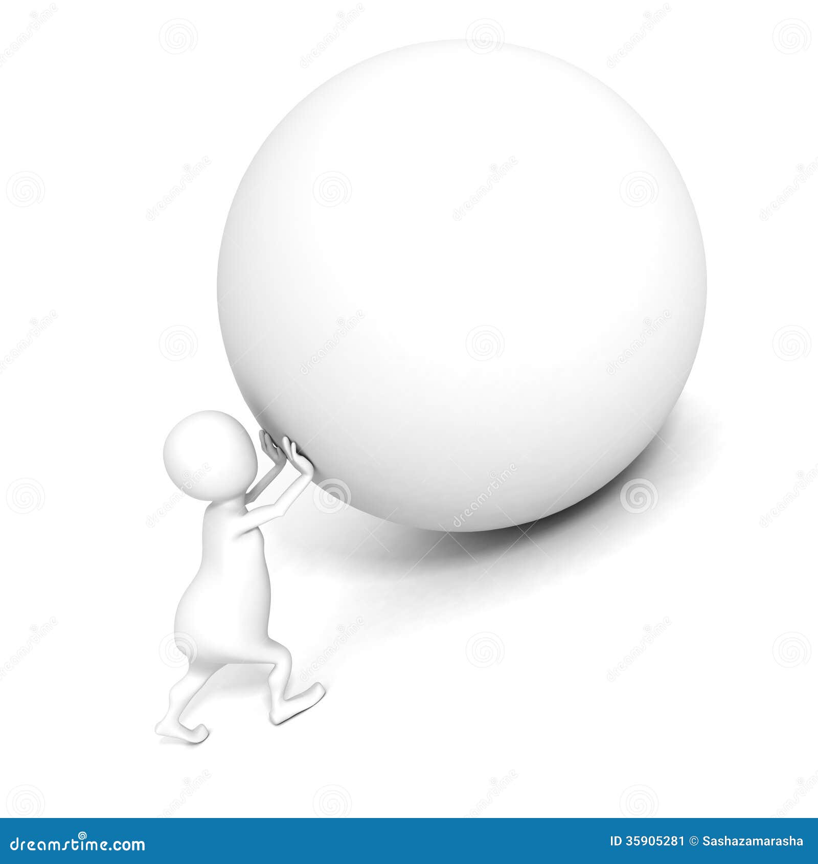 White 3d Man Push Up Heavy Sphere. Sisyphus Concept Stock Illustration ...