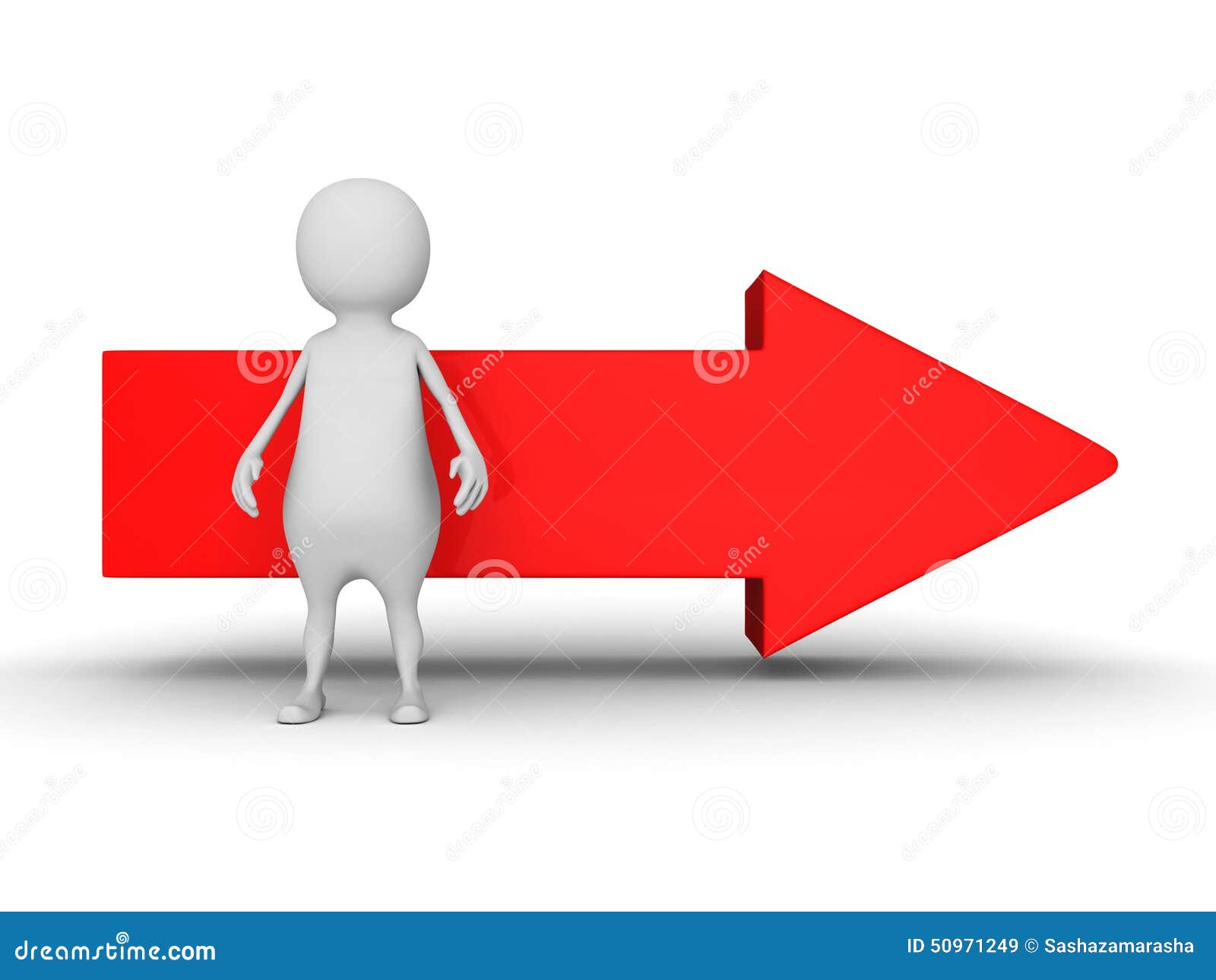 White 3d Man with Red Forward Arrow. Success Concept Stock Illustration ...