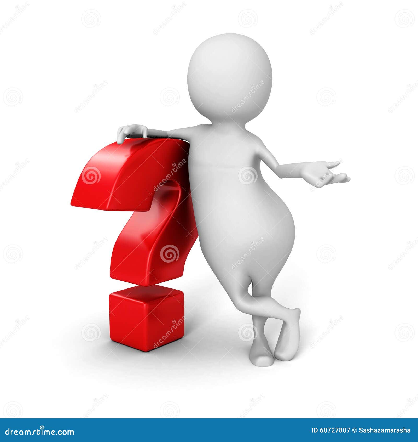 White 3d Man with Red Question Mark Stock Illustration - Illustration ...