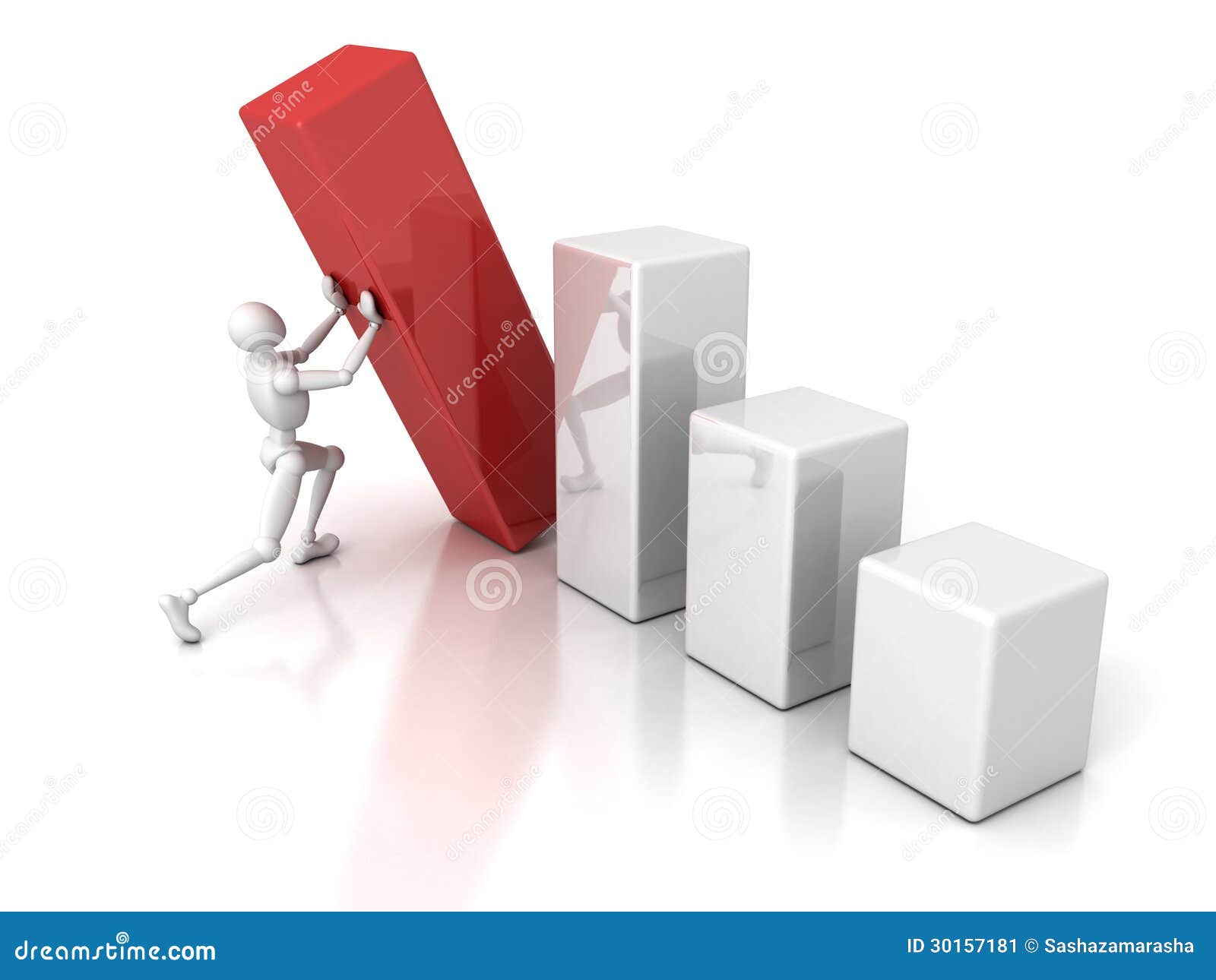 White 3d Man and Rising Bar Graph Stock Illustration - Illustration of ...