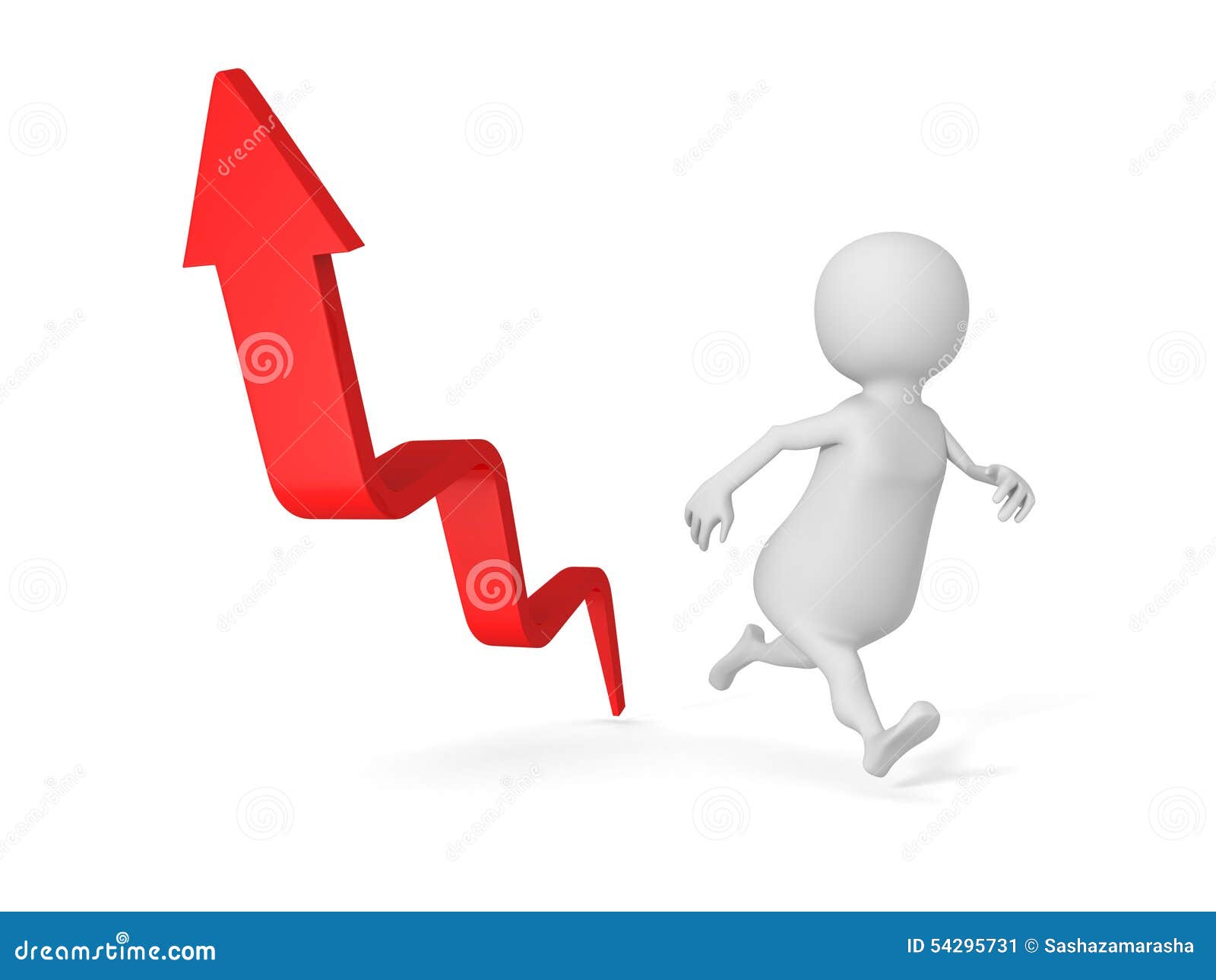 White 3d Man Running Arrow Way Forward. Success Concept Stock ...
