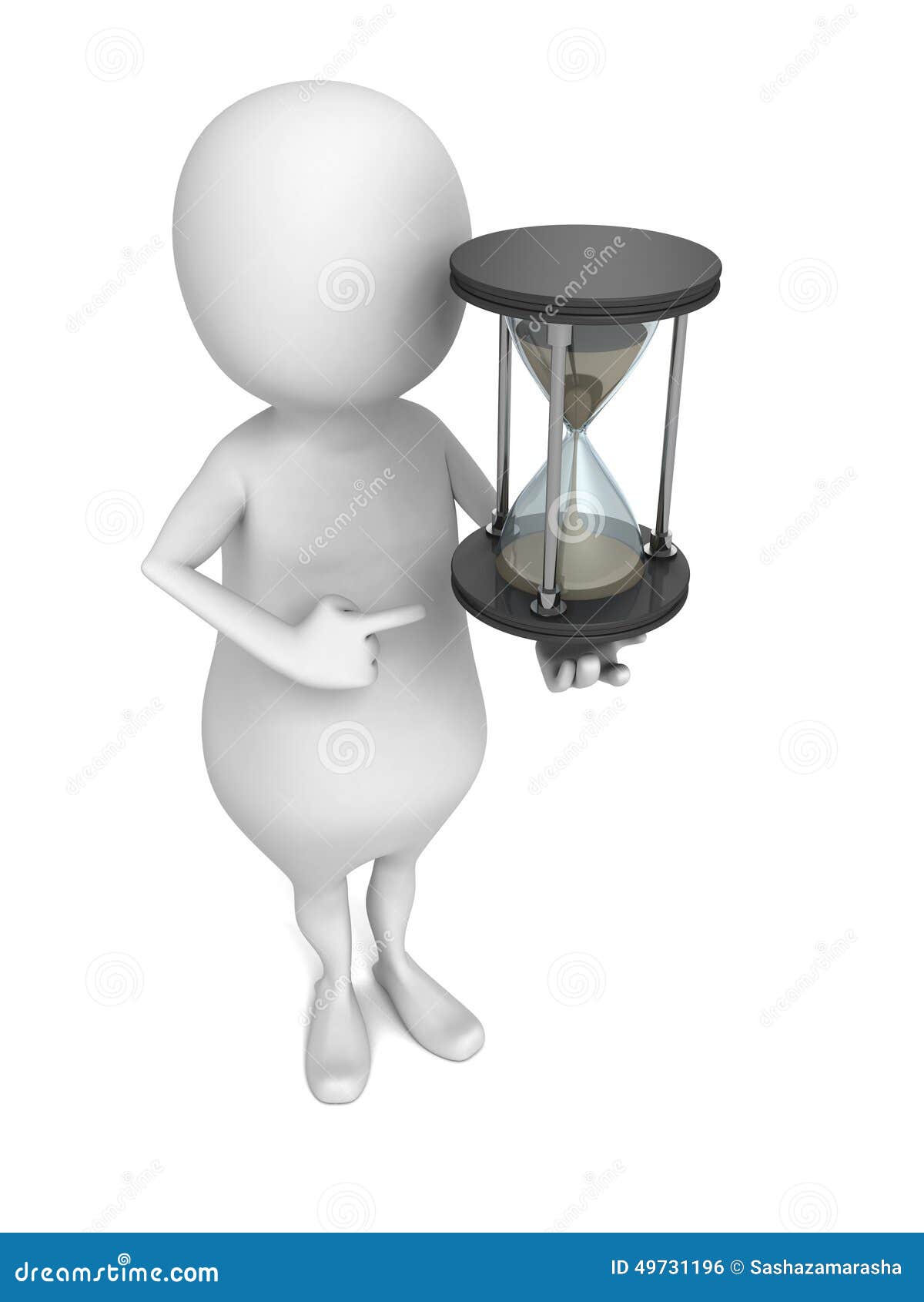 White 3d Man with Sand Hourglass Stock Illustration - Illustration of ...