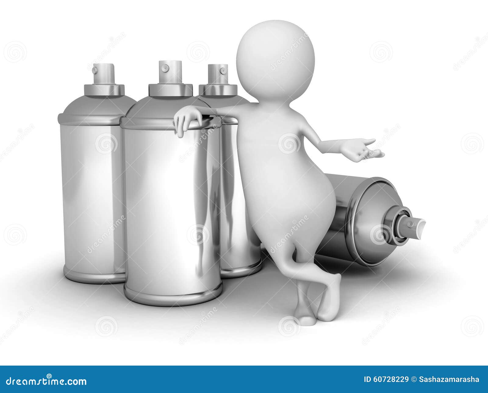 White 3d Man with Spray Paint Cans Stock Illustration - Illustration of ...