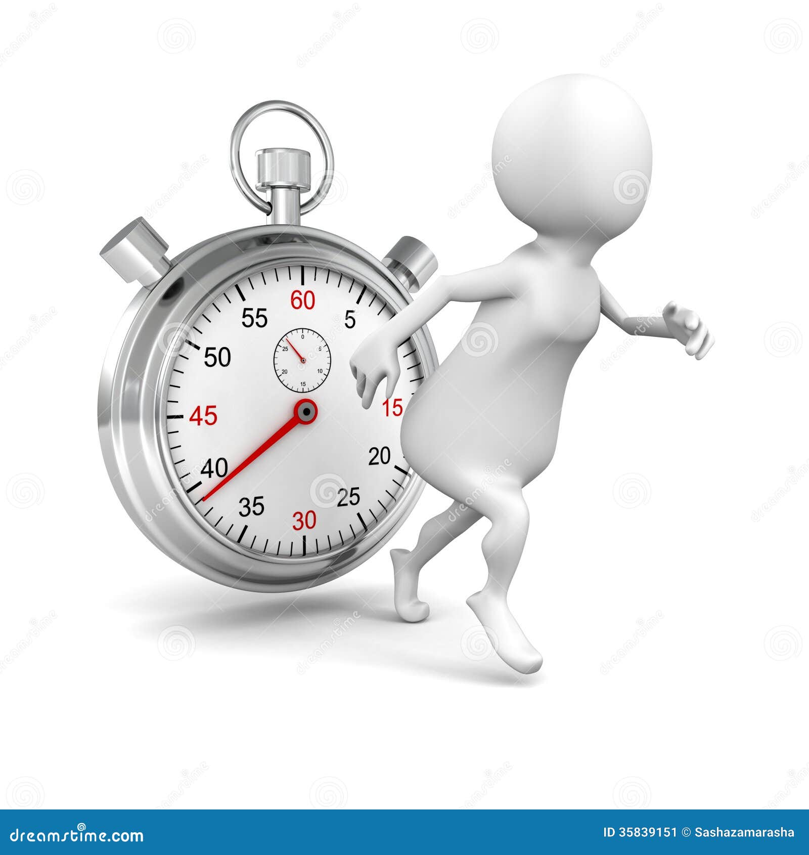 White 3d Man Start Running with Big Stopwatch Stock Illustration ...