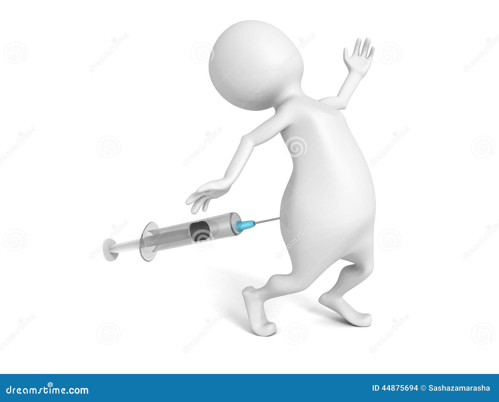White 3d Man Suffers Pain Syringe Injection Stock Illustration ...