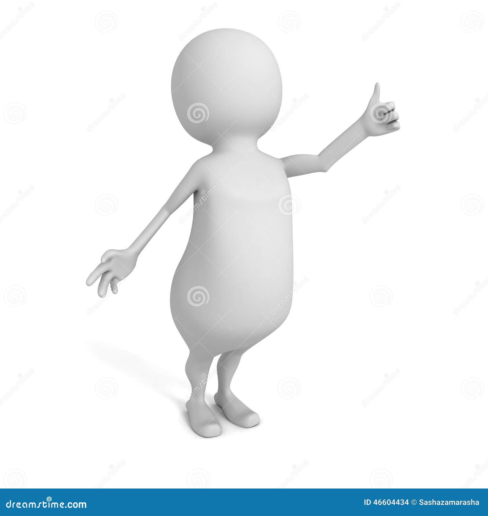 White 3d Man Thumb Up Hand Sign Stock Illustration - Illustration of ...