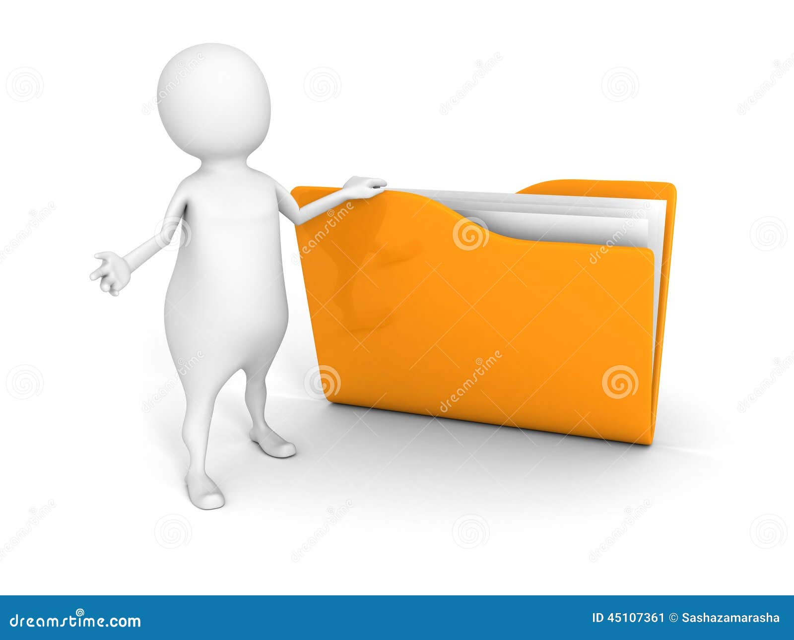 White 3d Man with Yellow Document Folder Stock Illustration ...