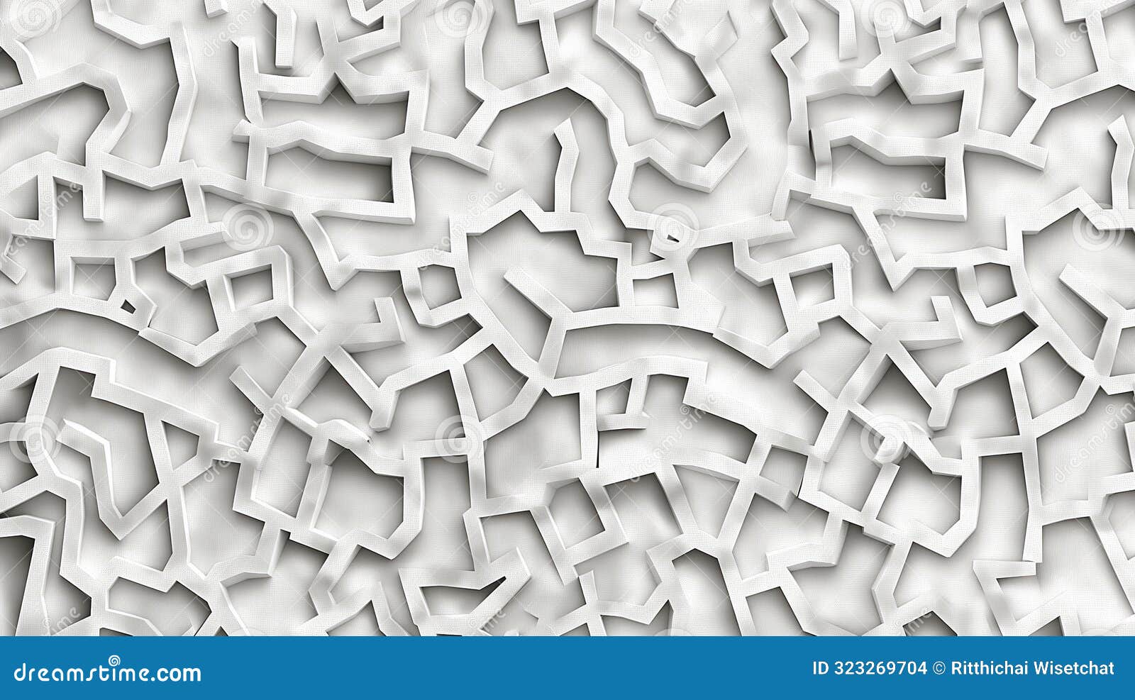 White 3D Maze Like Pattern with Geometric Shapes Casting Subtle Shadows ...