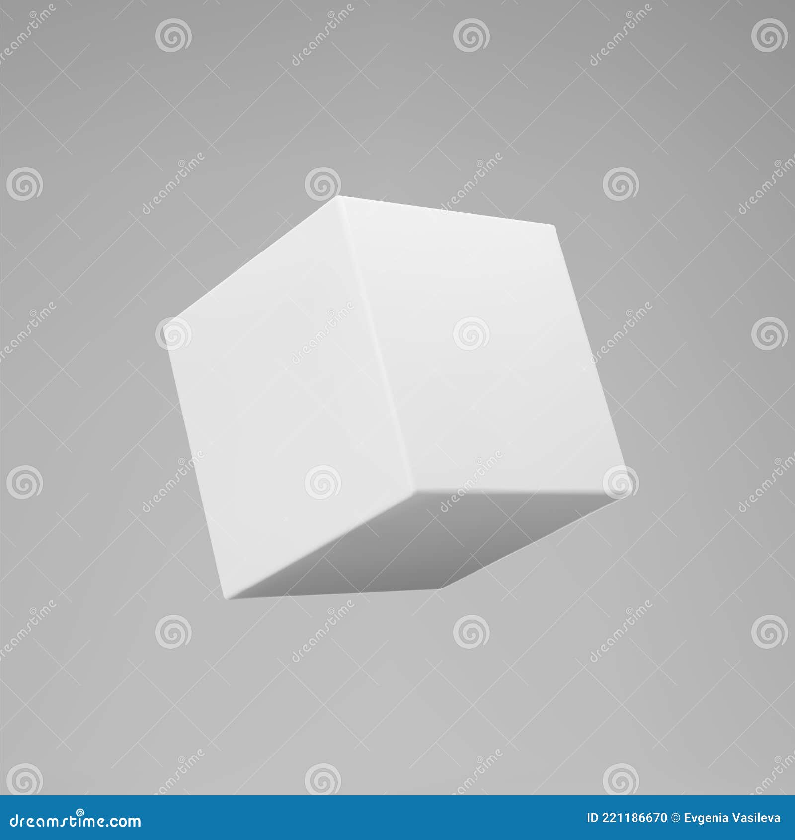 White 3d Modeling Cube with Perspective Isolated on Grey Background ...
