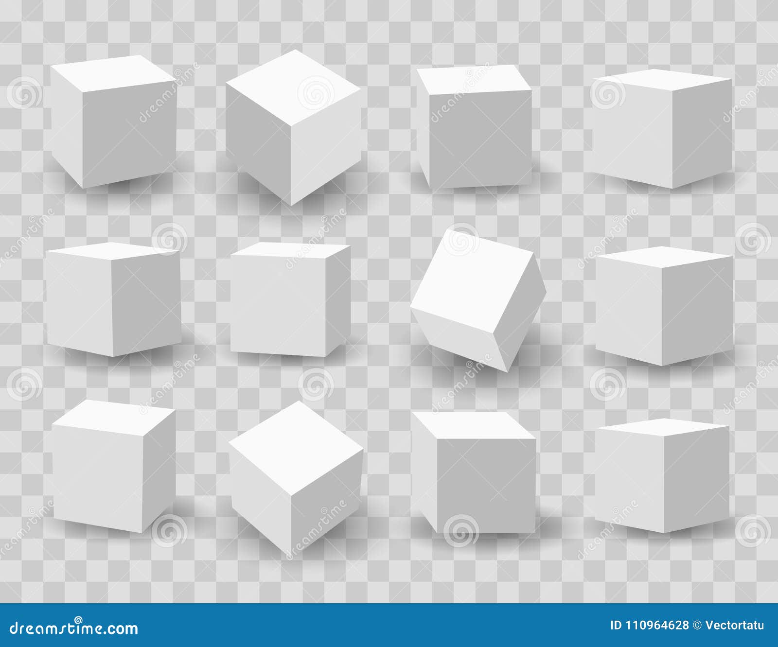White Cubes Isolated On White Background. Cartoon Vector ...