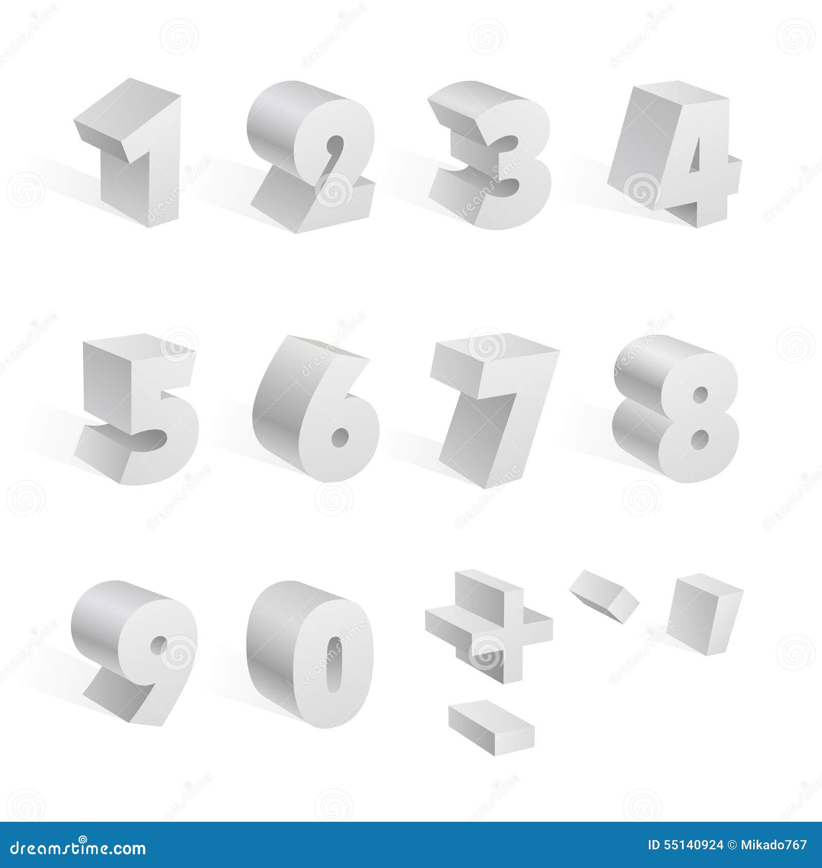 White 3d Numbers Isolated Font on White Background Stock Vector ...