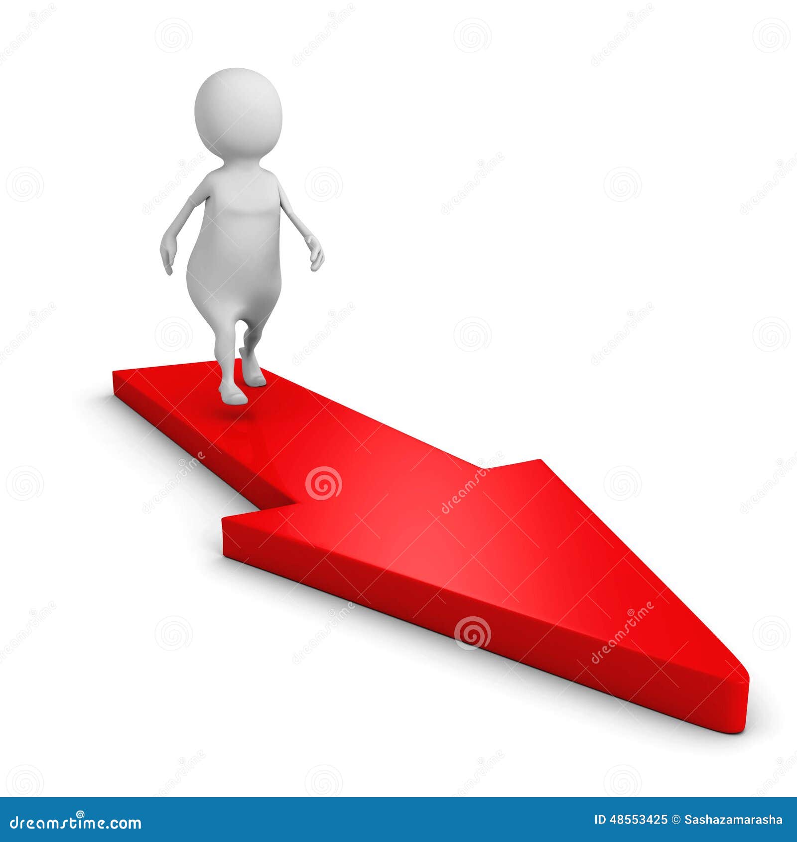 White 3d Person on Red Arrow Path To Success Stock Image - Image of ...