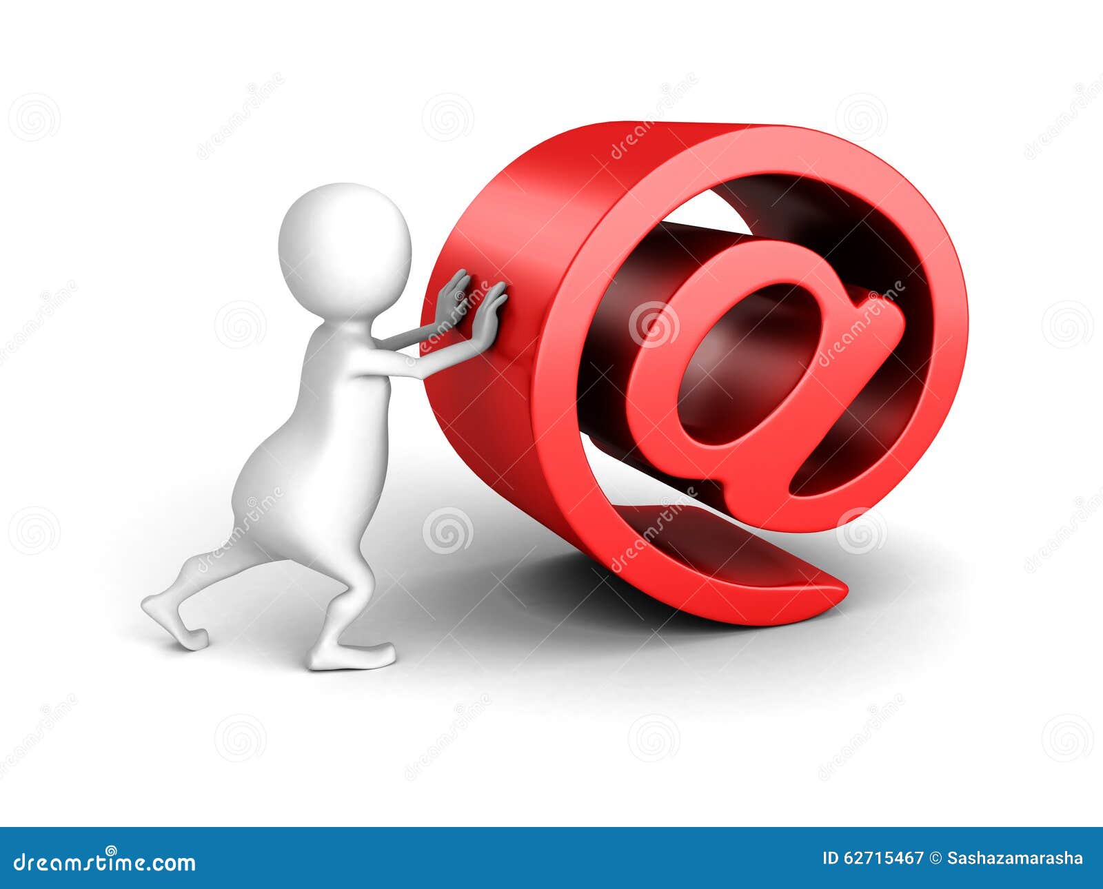 White 3d Person with Red at E-mail Symbol Stock Illustration ...