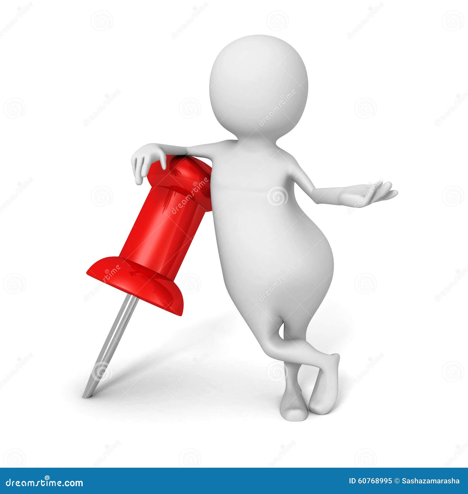 White 3d Person with Red Pin Stock Illustration - Illustration of idea ...