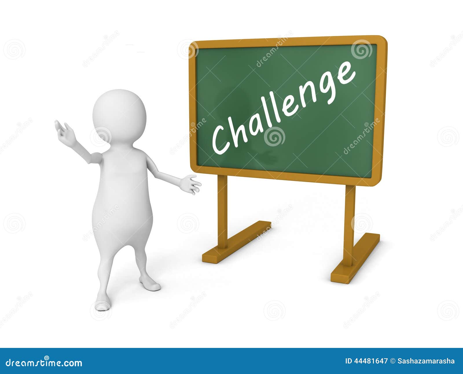 White 3d Person with Text CHALLENGE on Blackboard Stock Image - Image ...