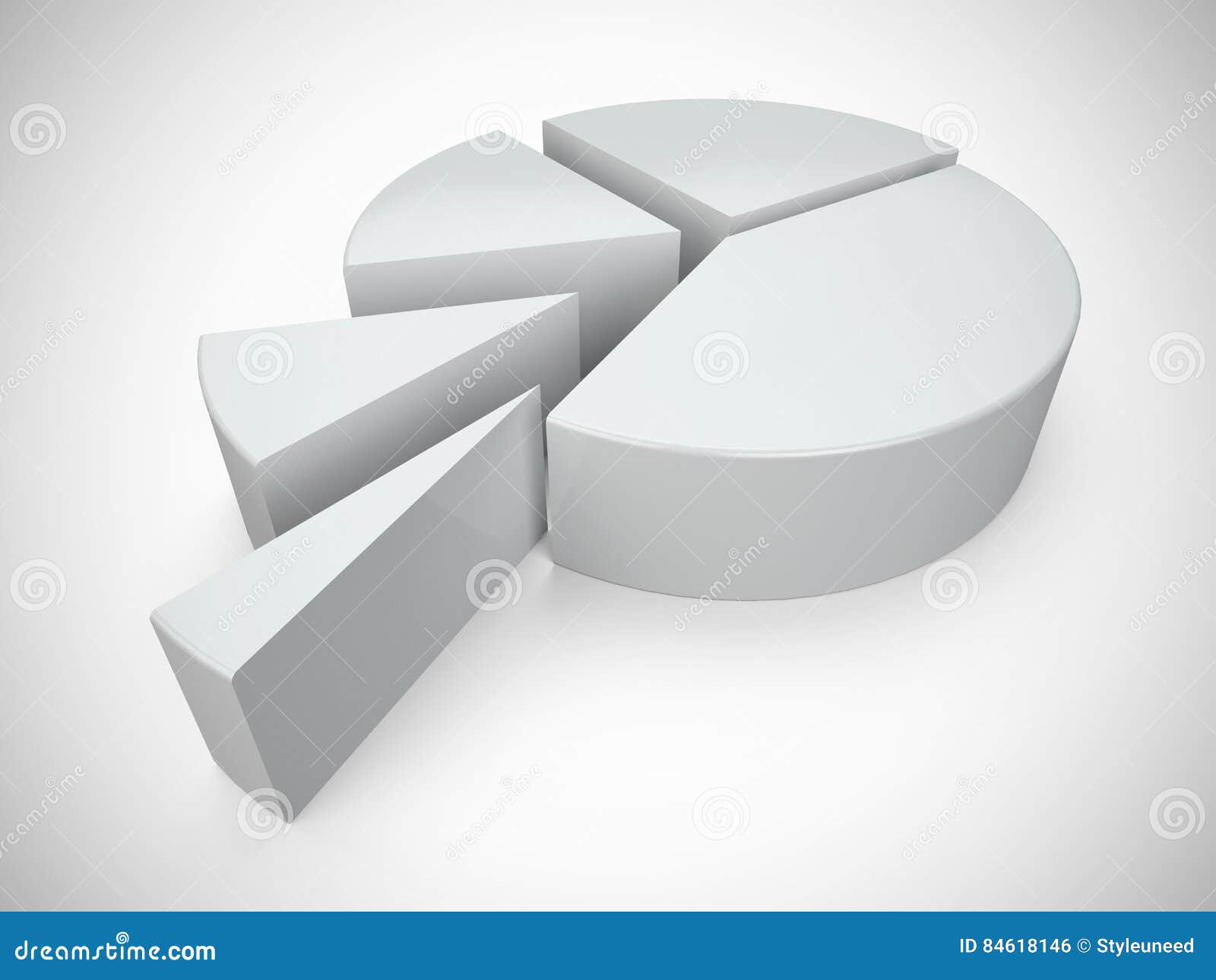 White 3D pie chart 1 stock illustration. Illustration of chart - 84618146