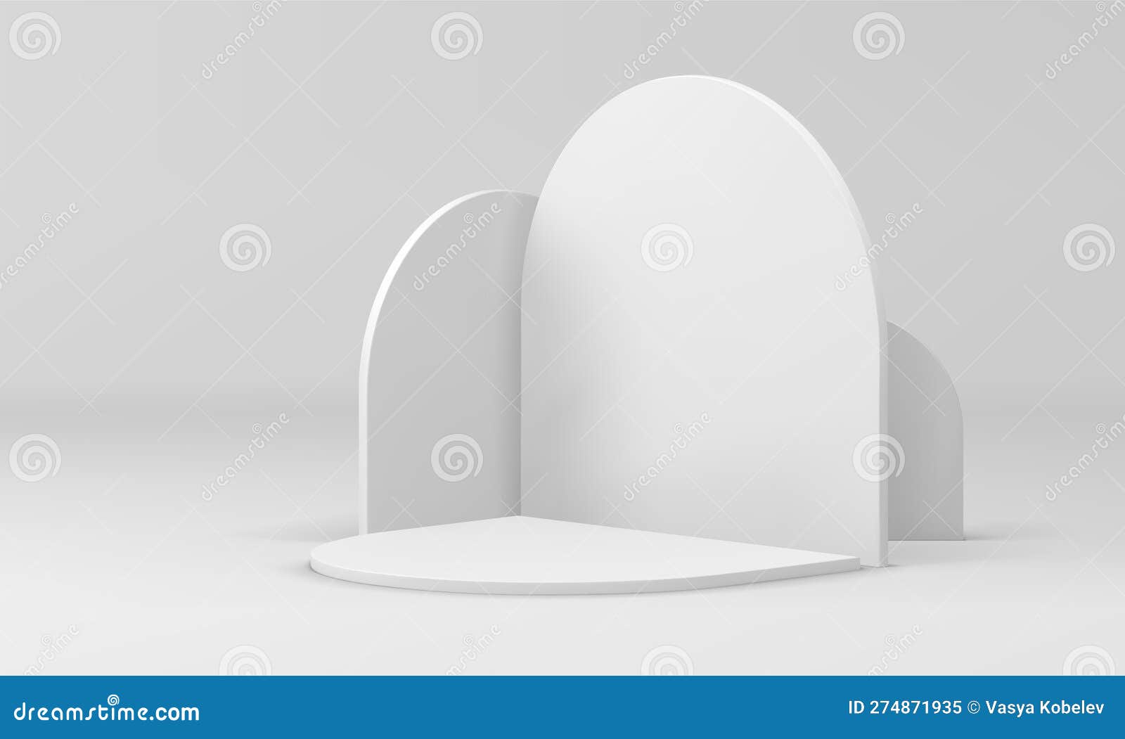 White 3d Podium Semicircle Construction Platform Basic Foundation ...