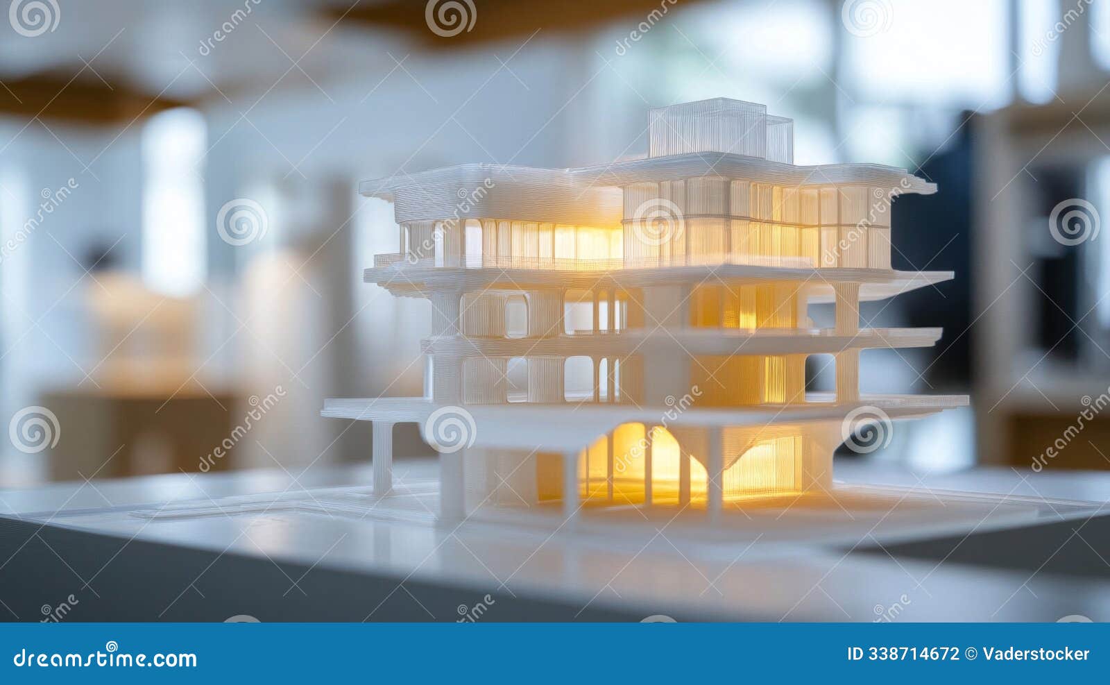 White 3D Printed Model of a Modern Architectural Design Stock ...