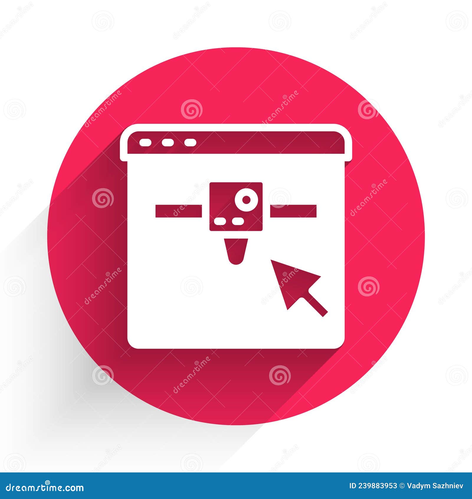 White 3D Printer Setting Icon Isolated with Long Shadow. 3d Printing ...