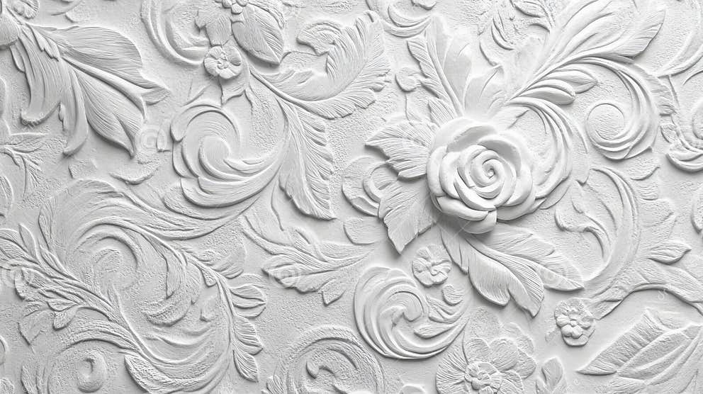 A White 3D Rococo Pattern Background for Elegant Light Decorative ...