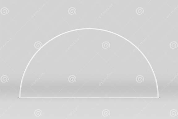 White 3d Semicircle Frame Metallic Decor Element Foundation Minimalist ...