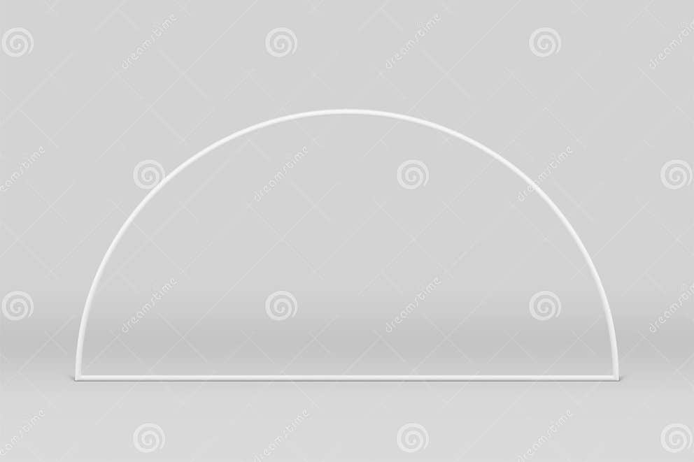 White 3d Semicircle Frame Metallic Decor Element Foundation Minimalist ...
