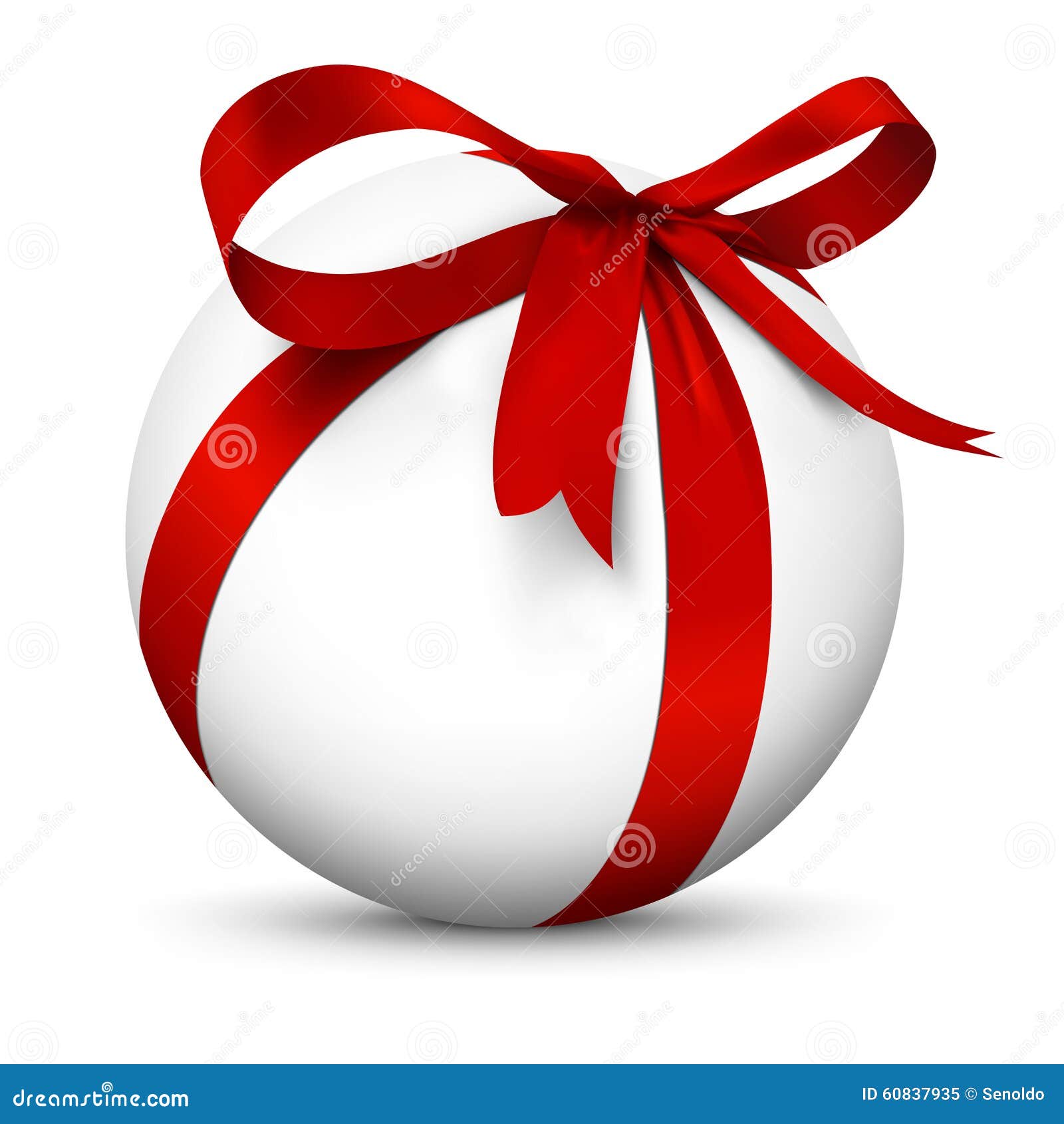 White 3D Sphere with Beautiful Wrapped Red Ribbon Gift Package Stock ...