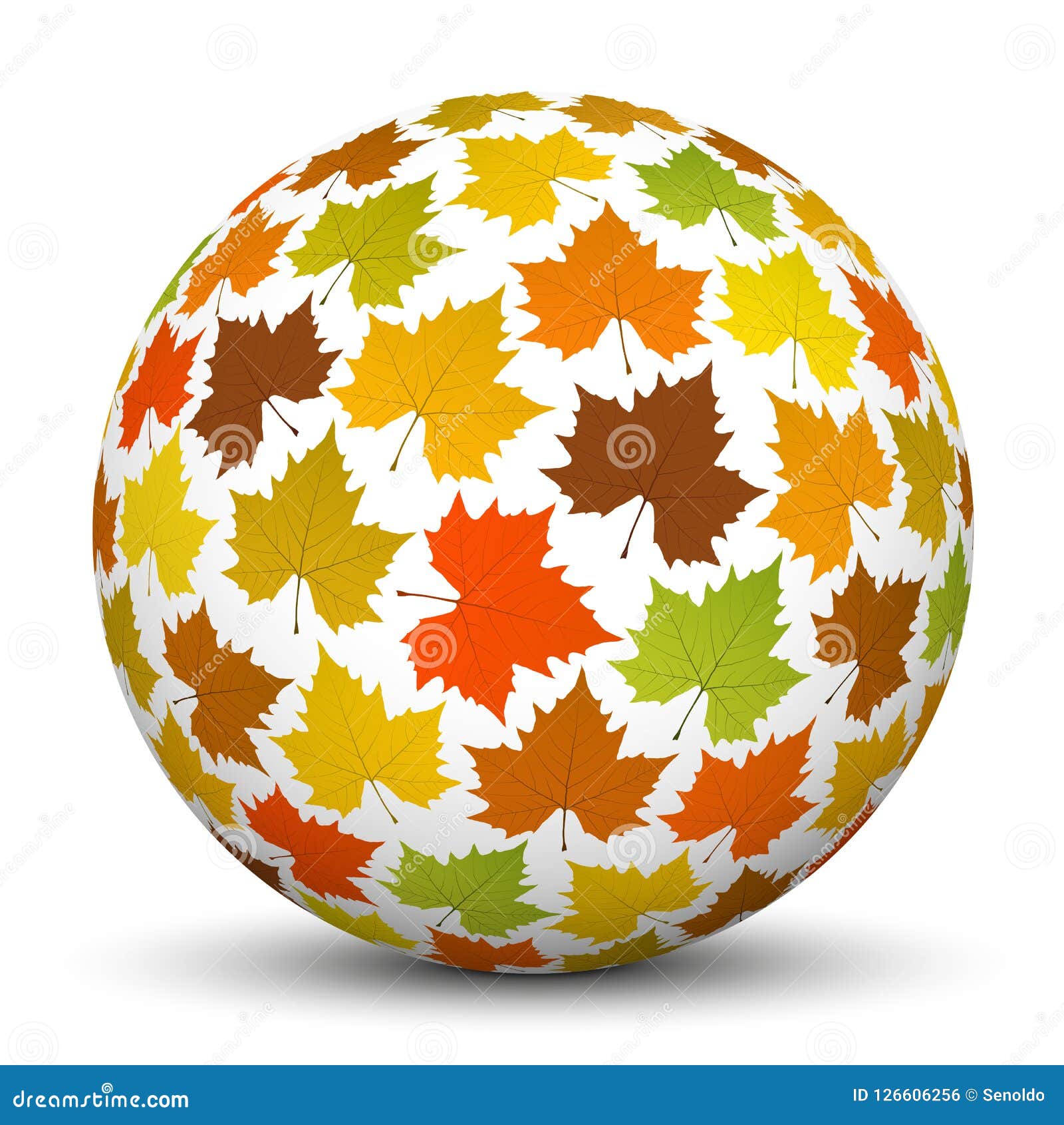 White 3D Sphere with Maple Leaf Texture - Autumn Stock Illustration ...