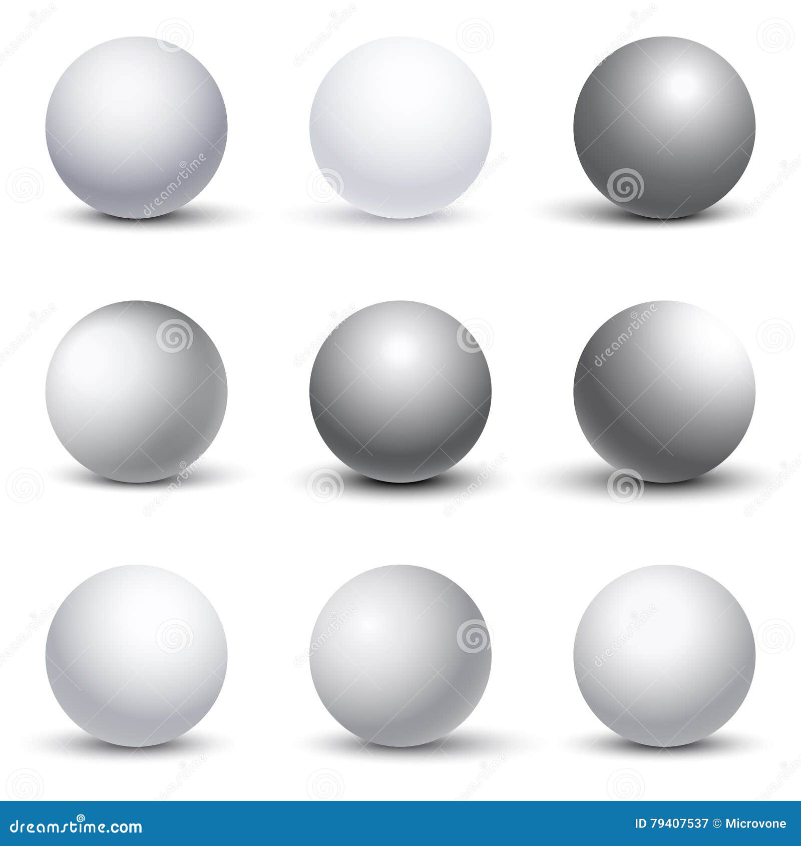 White 3D Spheres with Shadows Vector Set Stock Vector - Illustration of ...