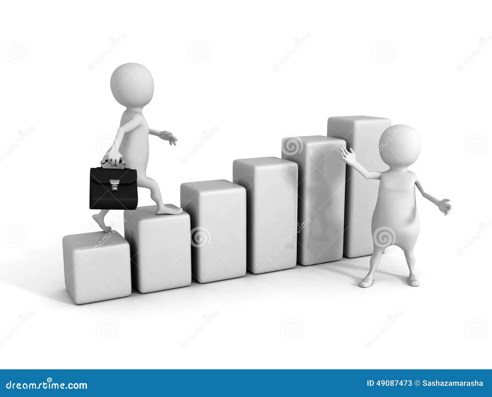 White 3d Team. Business Success Teamwork Concept Growing Bar Graph ...