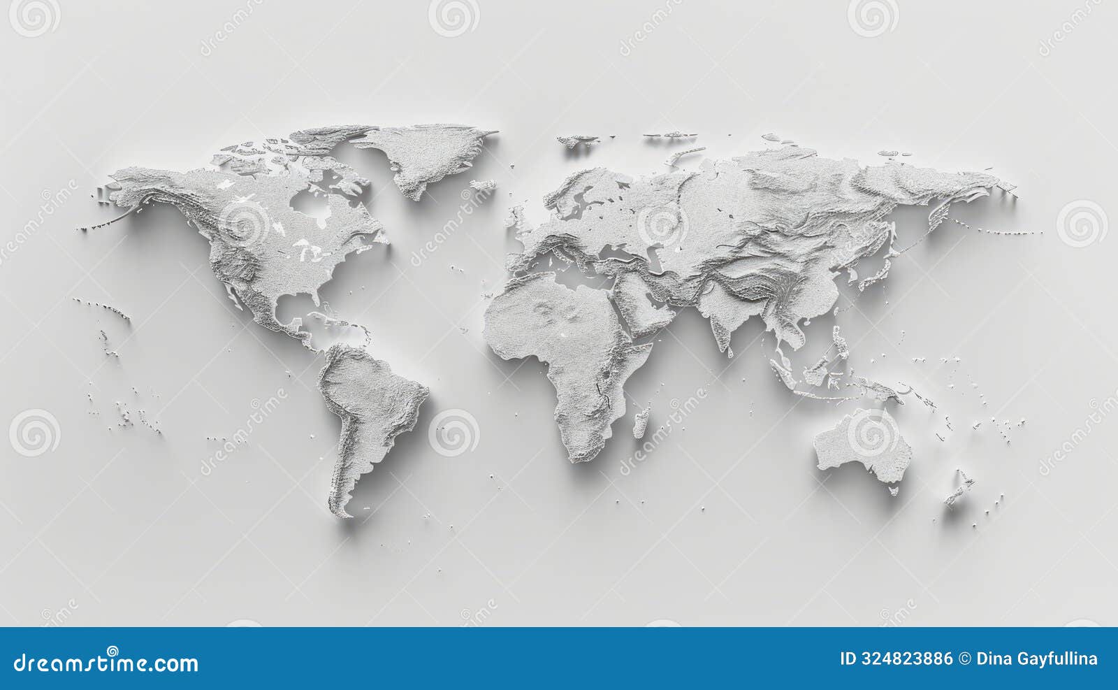 White 3D World Map on a Light Background. Stock Illustration ...