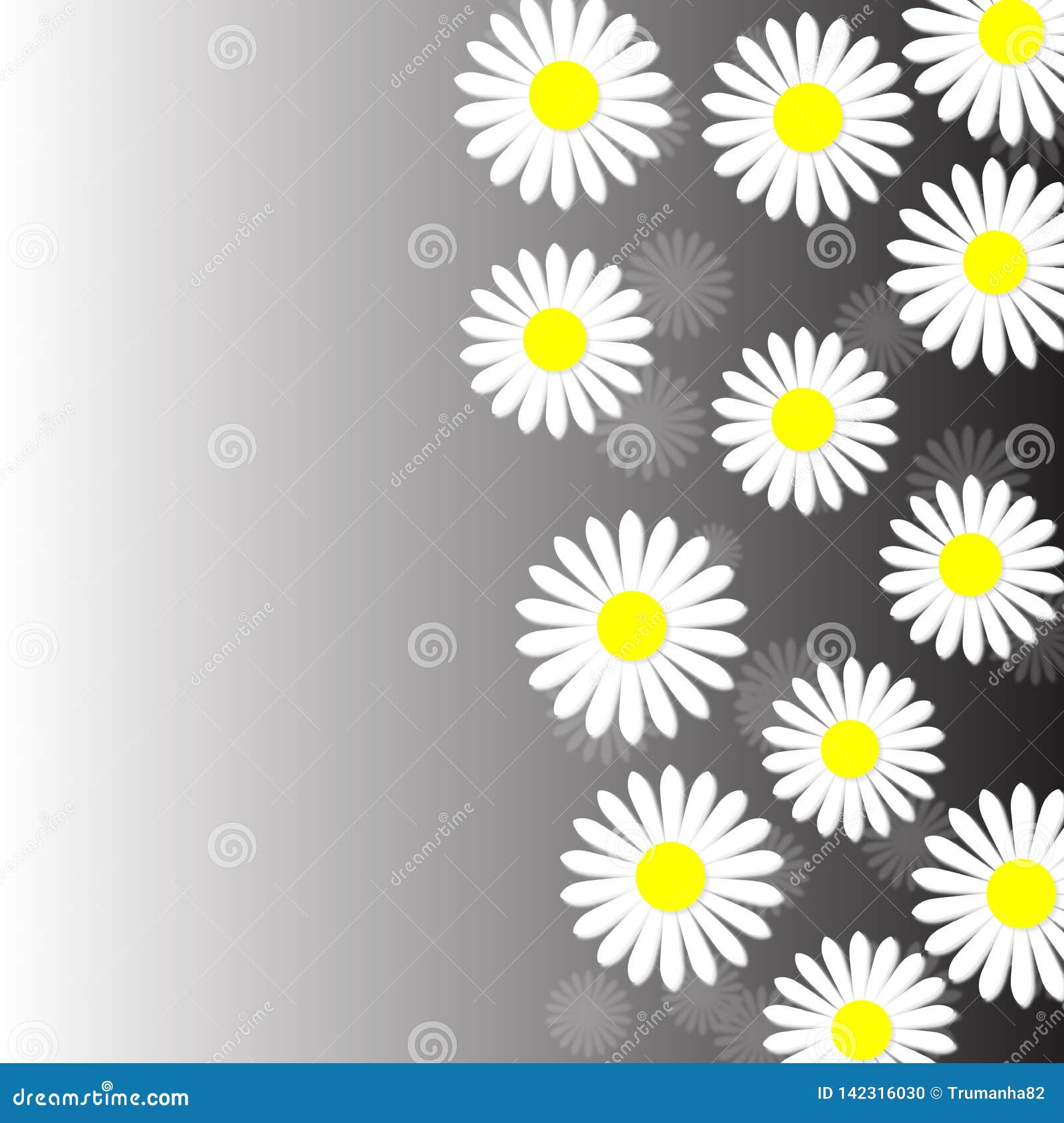 Abstract White Daisies in Gray Background Stock Vector - Illustration ...