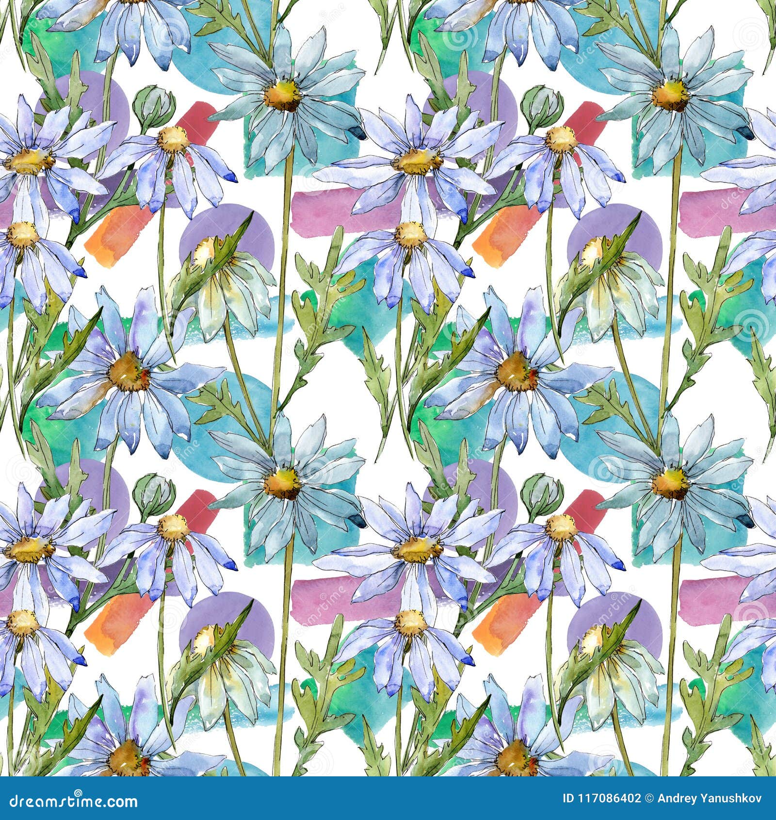 White Daisy. Seamless Background Pattern. Fabric Wallpaper Print ...
