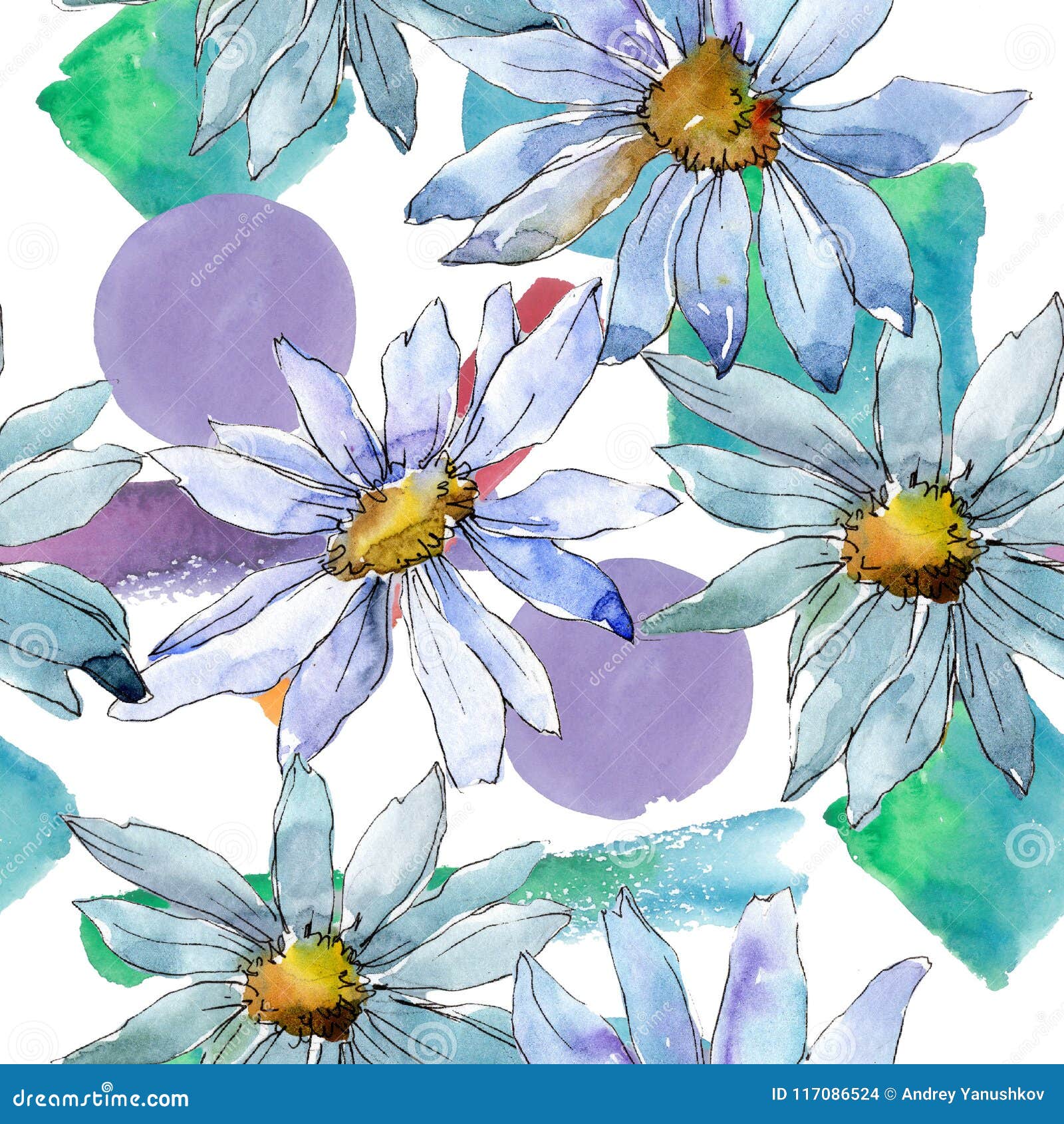 White Daisy. Seamless Background Pattern. Fabric Wallpaper Print ...