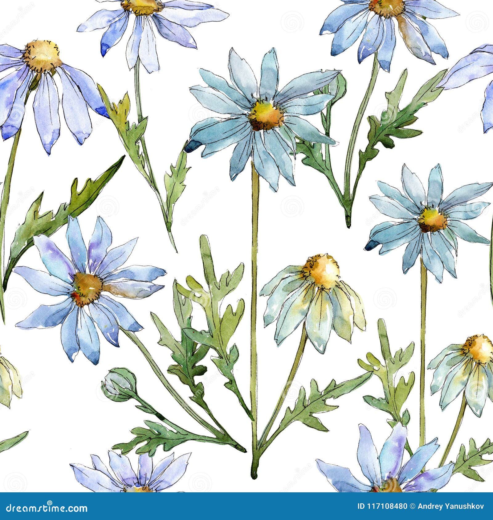 White Daisy. Seamless Background Pattern. Fabric Wallpaper Print ...